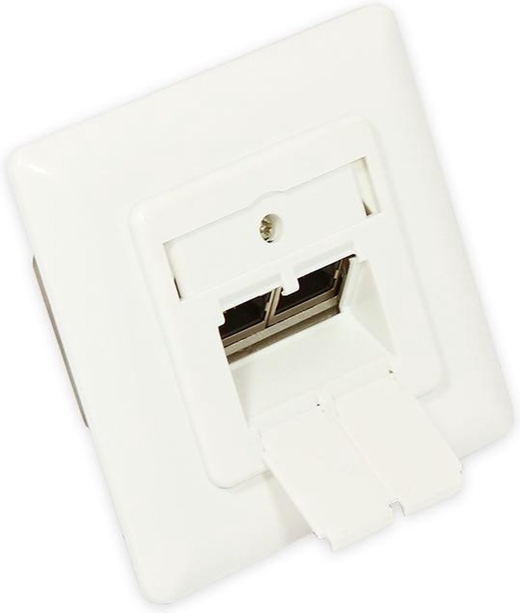 Premium CAT6a Gigabit netwerk opbouw wandcontactdoos met 2 RJ45 poorten ...