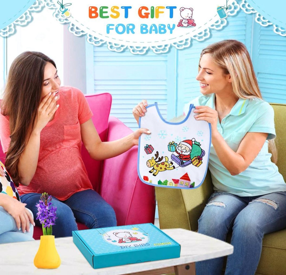 Slabbers Met Textielstiften Leuk Voor Baby Shower Baby Feestje Creatief ...