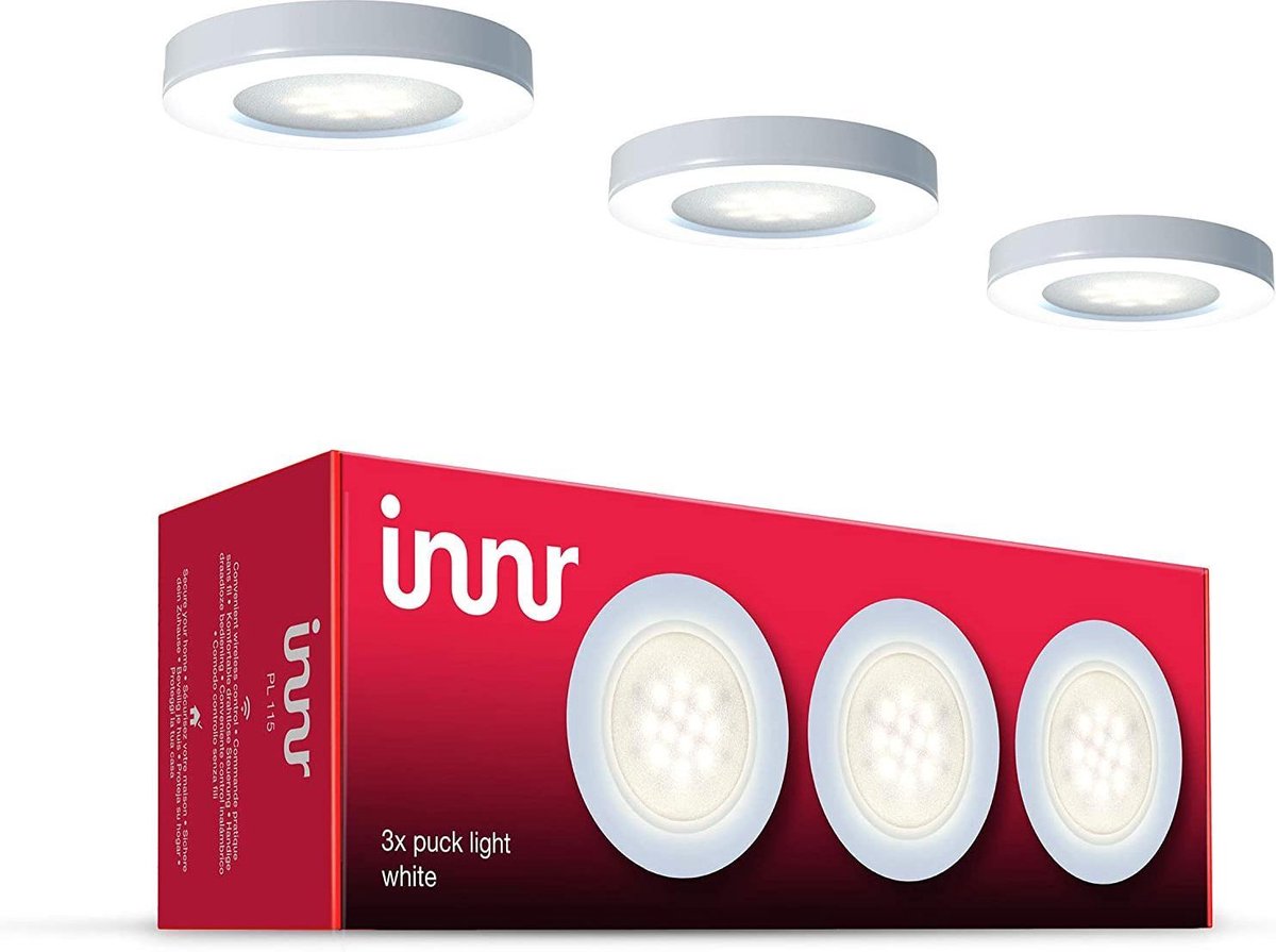 Innr Puck Light, set met 3 LED-lampen, warm wit, dimbaar, werkt met ...