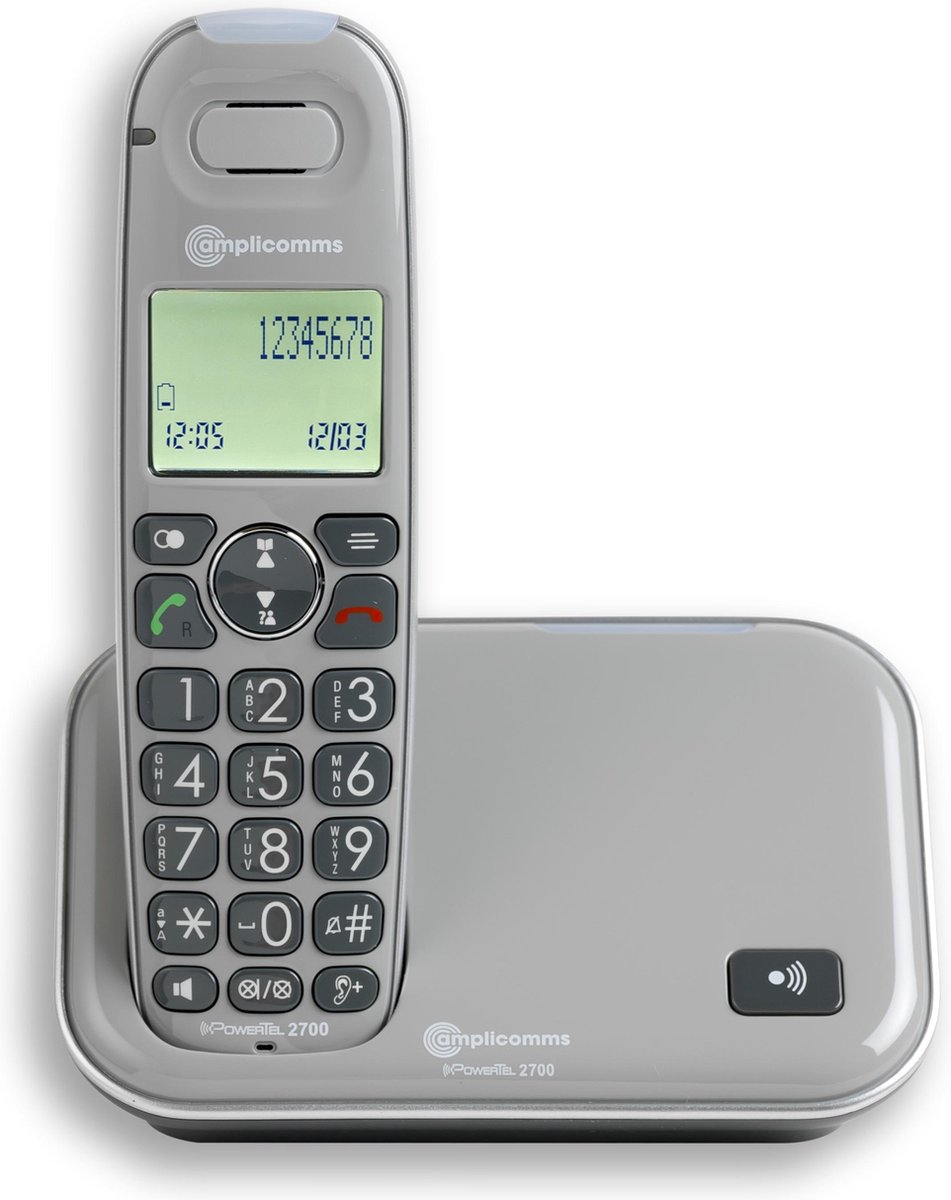 Amplicomms PowerTel 2700BNL grijs Senioren DECT telefoon vaste lijn met ...