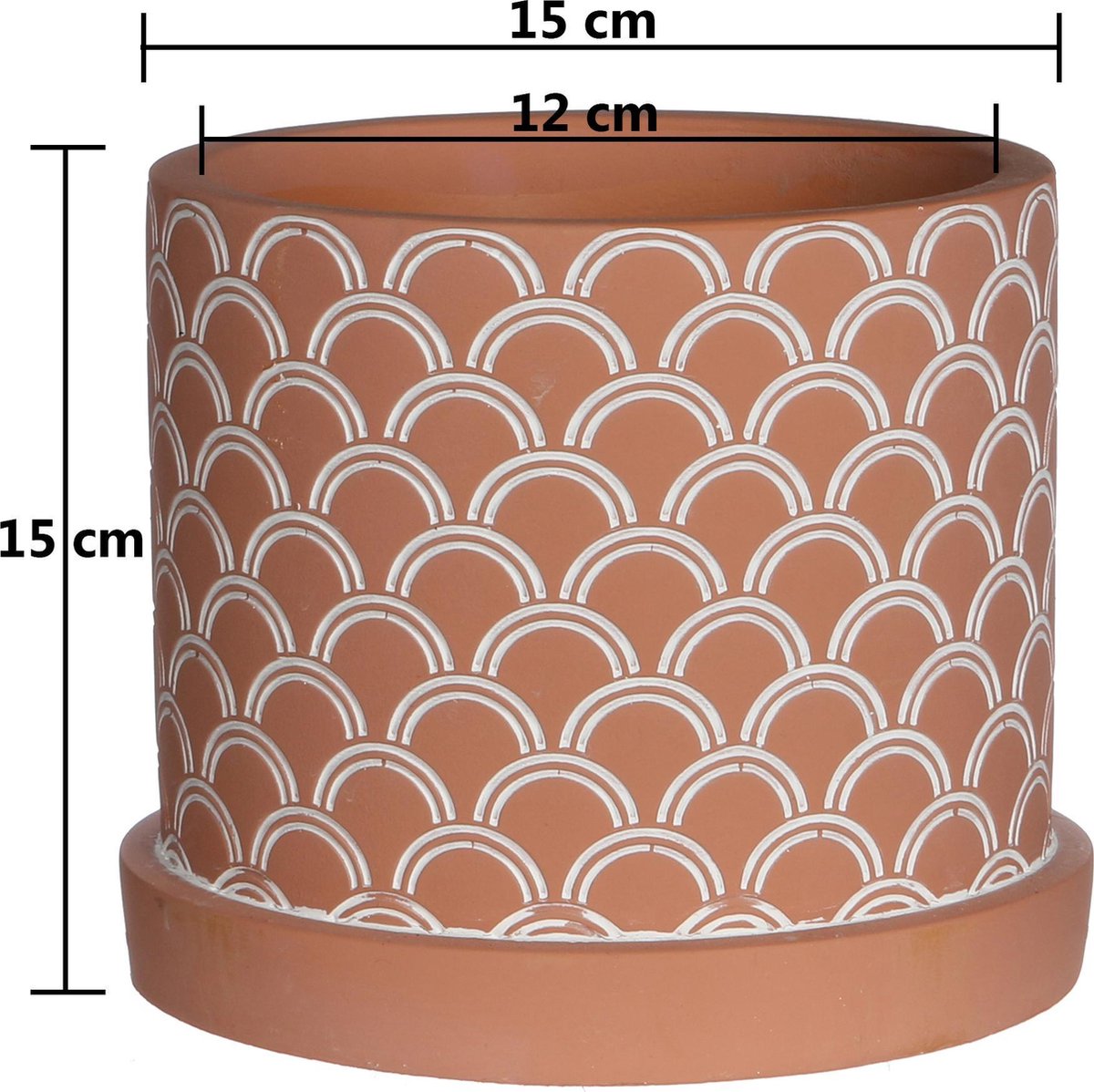 3x Bloempot Terracotta - Bloempotten voor binnen/buiten - Ø15 x H13 ...