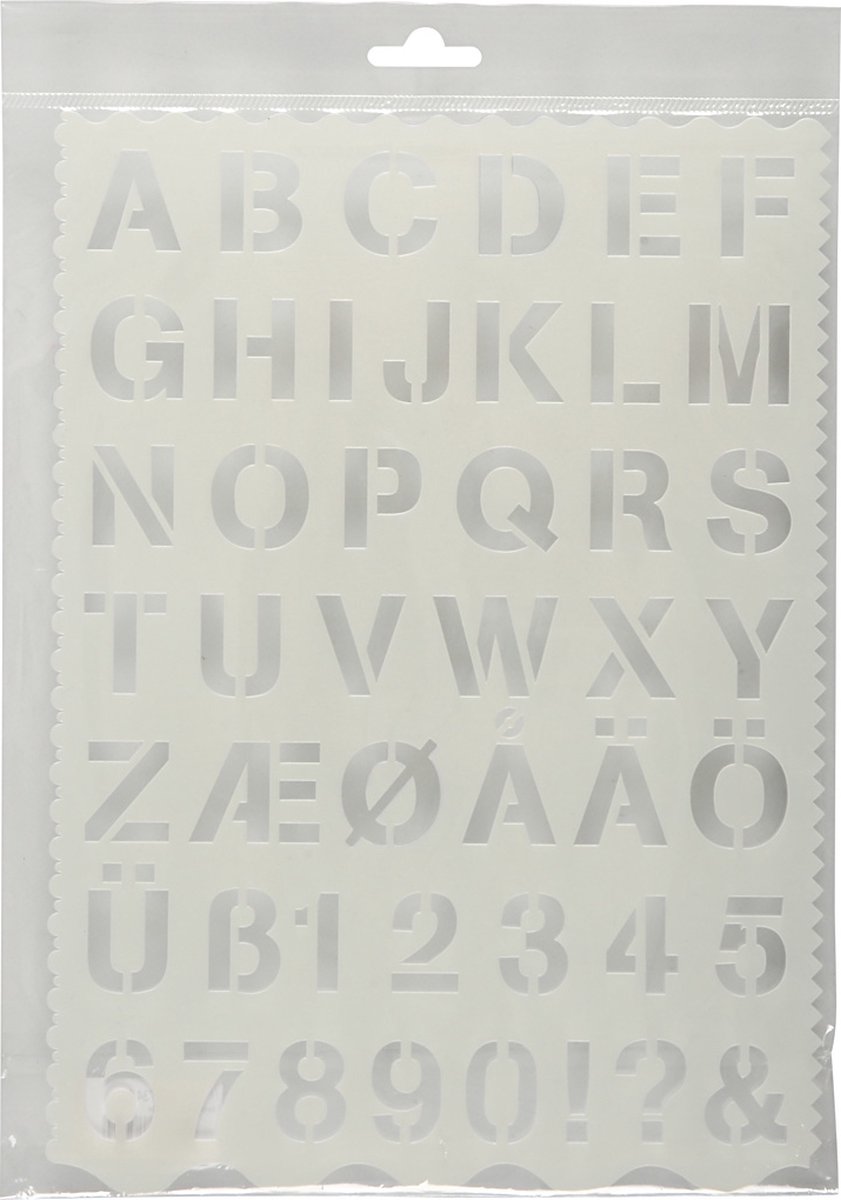 Sjabloon. letters en cijfers. H: 25 mm. 21x29 cm. 1 stuk | bol.com