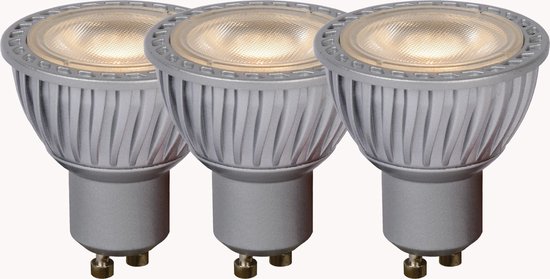 Lucide LED BULB - Led lamp - Ø 5 cm - LED Dimb. - GU10 - 3x4,5W 3000K - Grijs - Set van 3 | bol
