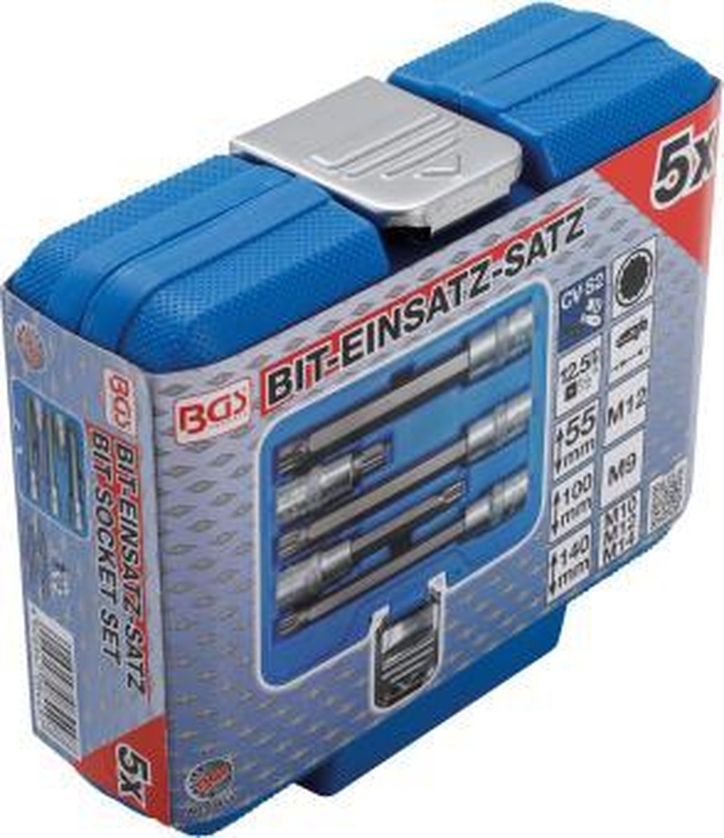 Veeltand, XZN, spline, multi-torx doppenset (M9 - M14) 1/2" 5 delig ...