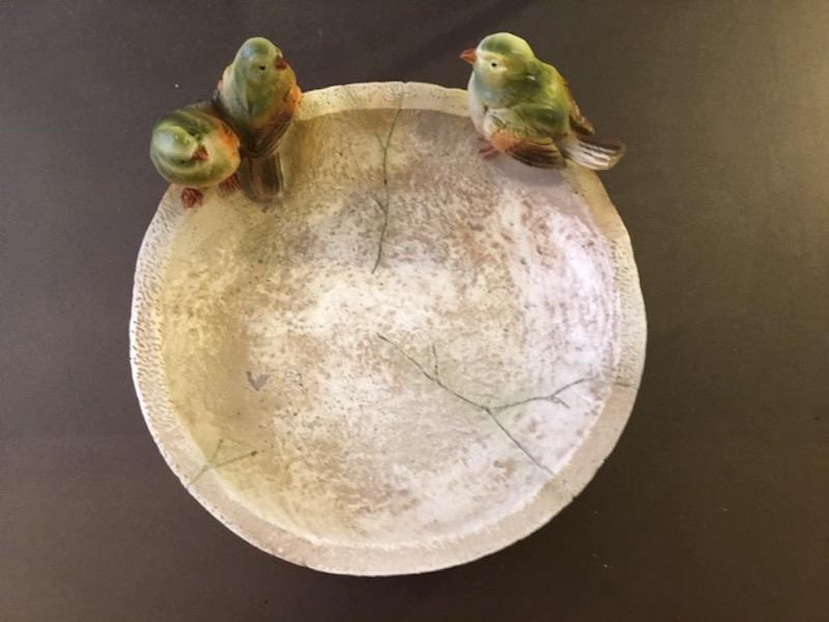 Voerbakje voor vogels - Vogeldrinkschaal - Vogelbadje met vogeltjes ...