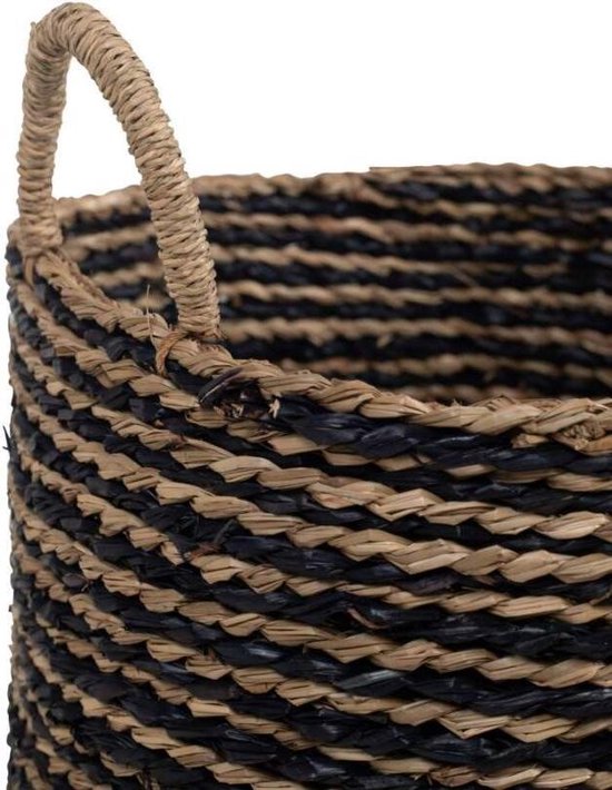 Rieten Mand - Rotan Opbergmand - Ø30cm - Mand Chen Zwart Rond - Giga ...