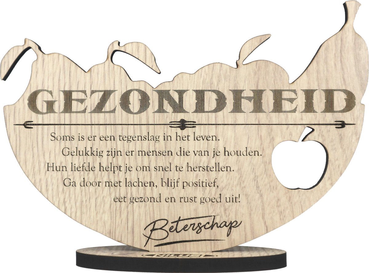 Gezondheid - houten kaart om iemand beterschap te wensen - kaart van ...