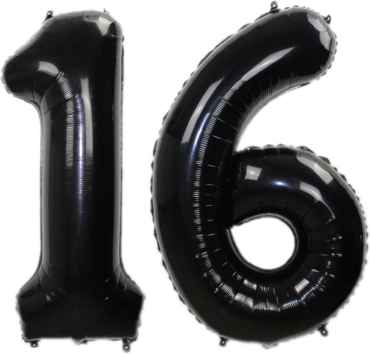 Folie Ballon Cijfer 16 Jaar Zwart 86Cm Verjaardag Folieballon Met ...