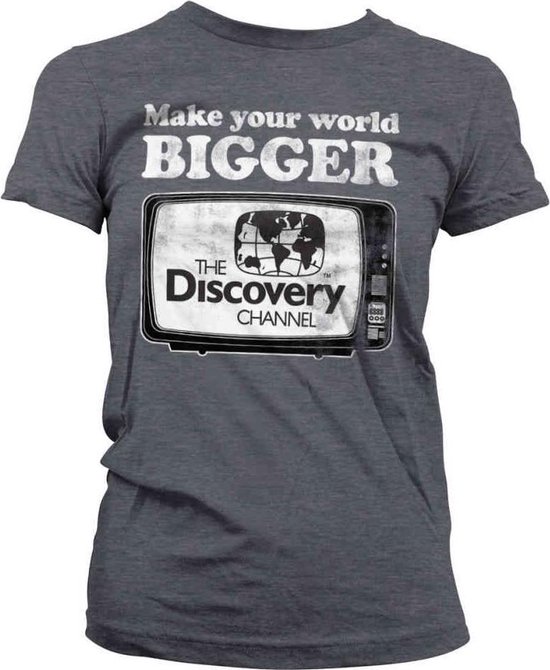 Discovery Channel Dames Tshirt -XL- Make Your World Bigger Grijs | bol