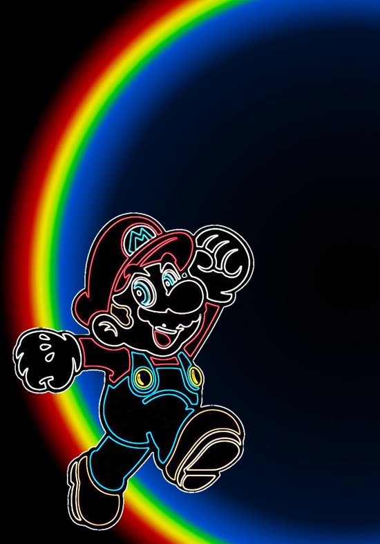 Poster - Mario - Super Mario - Neon - gaming - A3 | bol.com