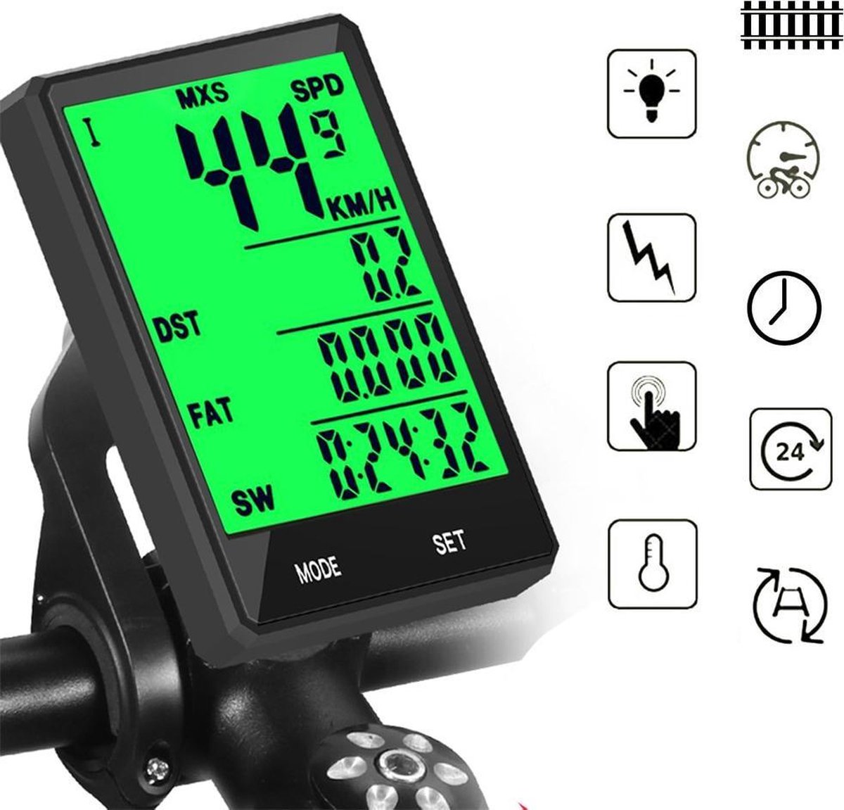Fietscomputer - Draadloos - Snelheidsmeter en Kilometerteller - 2.8 ...