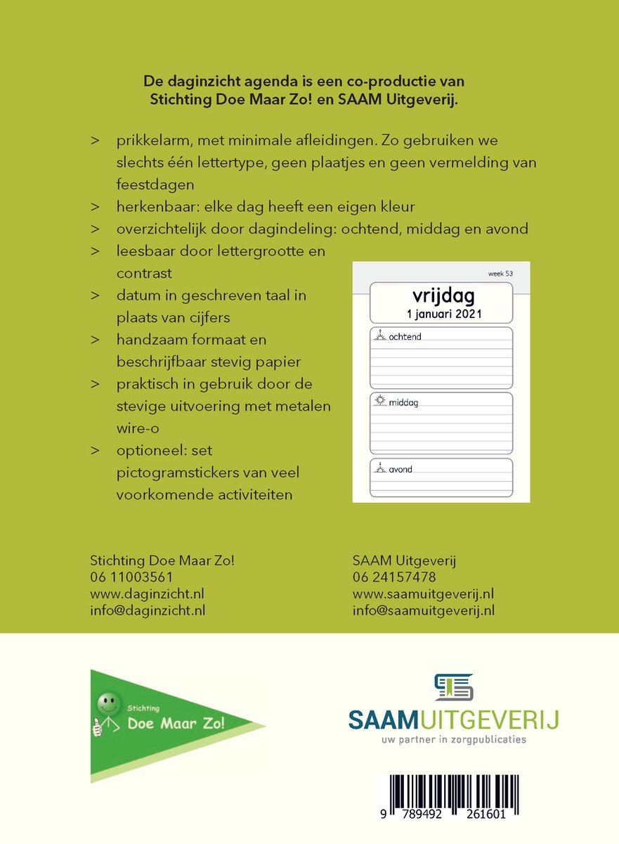 Stichting Doe Maar Zo Daginzicht Agenda 2021 | bol