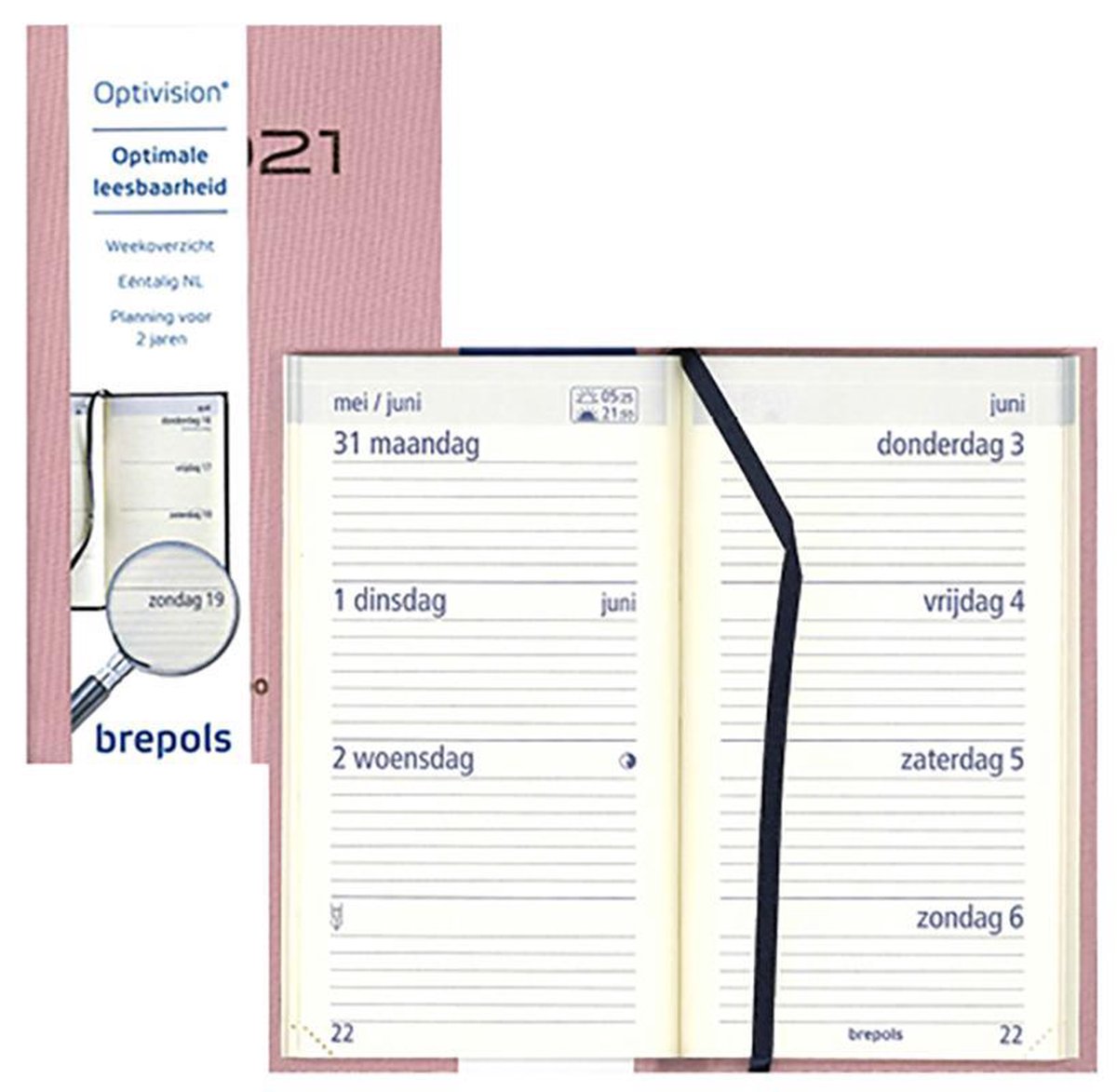 Brepols agenda 2021 - NATURE - Optivision Pocket - Roze - Linnenlook ...
