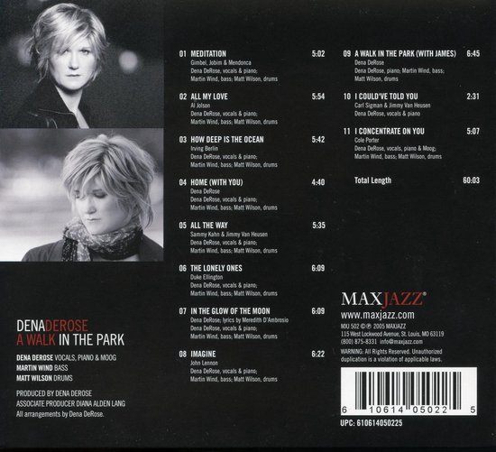 Dena Derose - A Walk In The Park, Dena DeRose | CD (album) | Muziek | bol.com