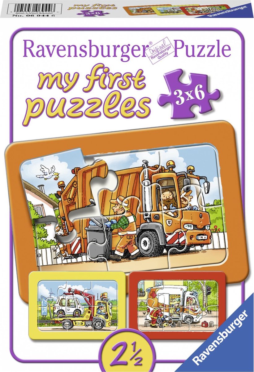 Garbage truck, ambulance, tow truck - Puzzle 1000 pieces