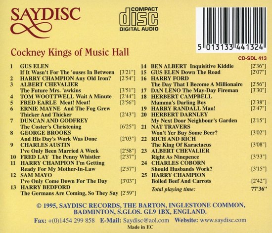 Various Artists - Cockney Kings Of Music Hall (CD), various artists ...