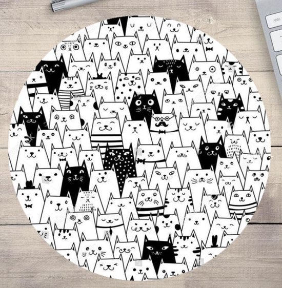 muismat Kat Cartoon Katten - rond 20 cm | bol.com