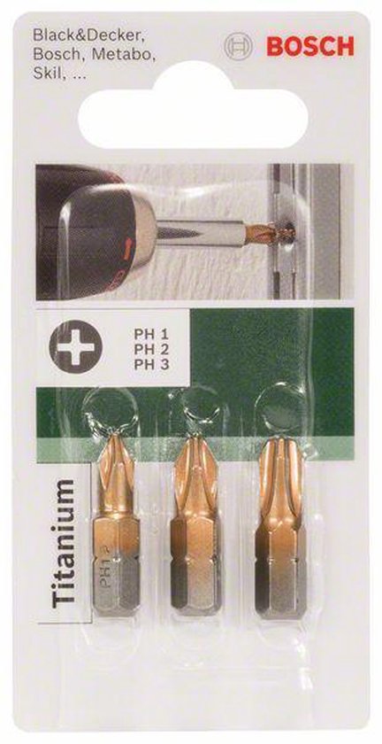 Bosch Bit Set 25 mm - Titanium PH 1/PH 2/PH 3 | bol.com