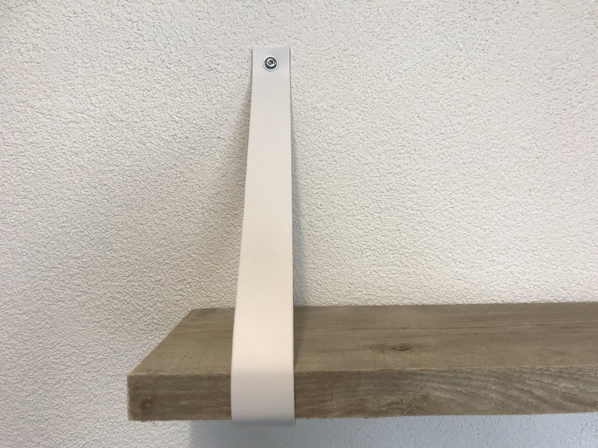 Leren plankdragers | wit | 2 stuks | per set | Echt lederen ...