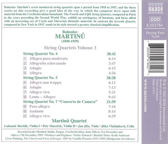 Martinu Quartet - String Quartets Nos 4, 5 And 7 (CD), Martinu Quartet | Muziek | bol