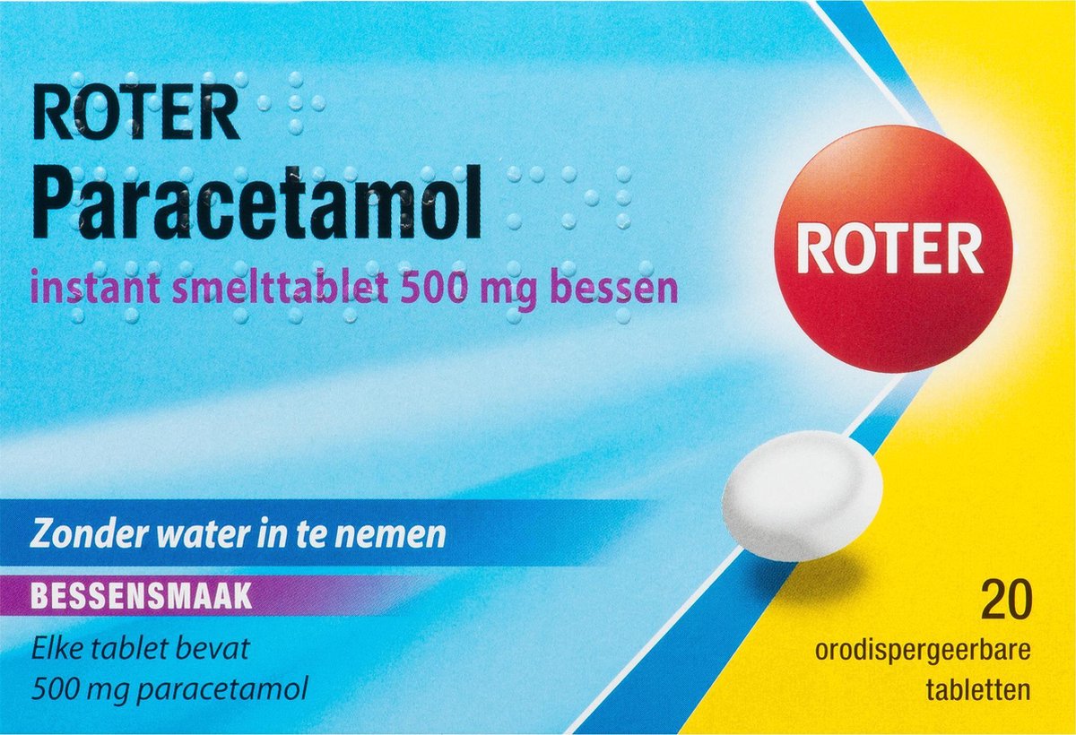 bol.com | Roter - Paracetamol 500 mg - bessen - 20 Tabletten