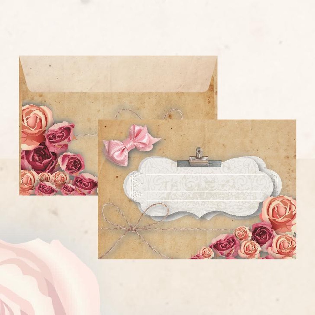 25 enveloppen Roses C6 formaat - Envelop met Roosjes | bol.com