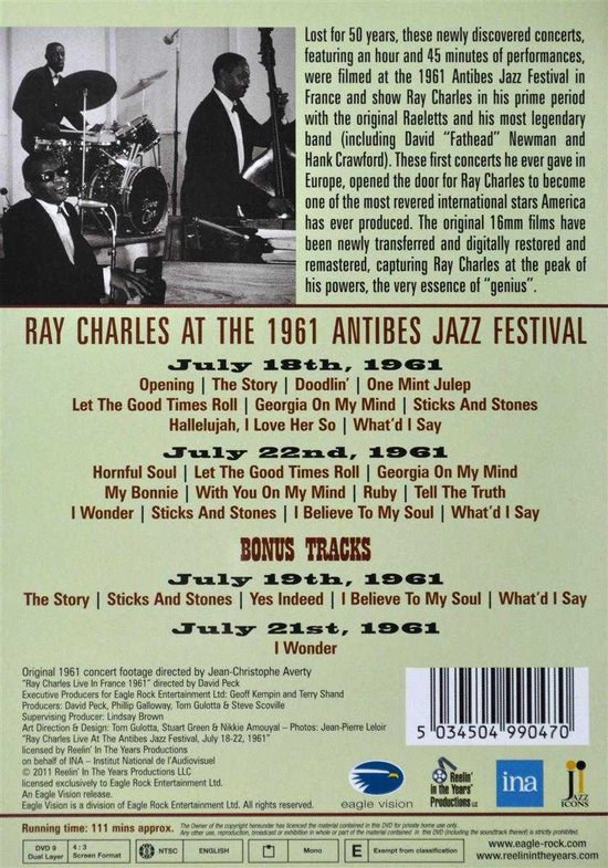 Ray Charles - Live In France 1961 (Dvd) | Dvd's | bol.com