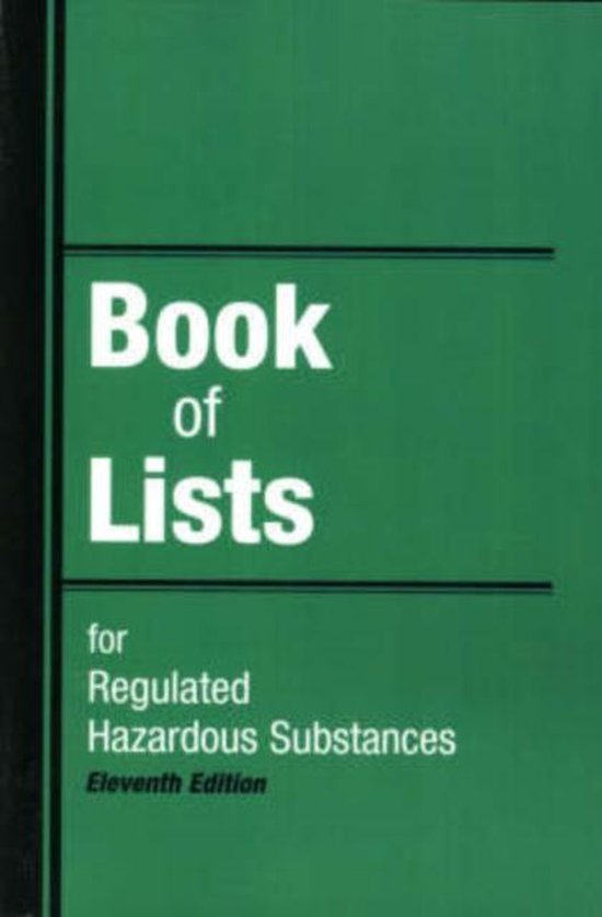 Book of Lists for Regulated Hazardous Substances | 9780865870239 ...