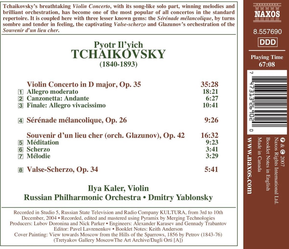 Ilya Kaler, Russian Philharmonic Orchestra, Dmitry Yablonsky - Tchaikovsky: Violin... | bol.com