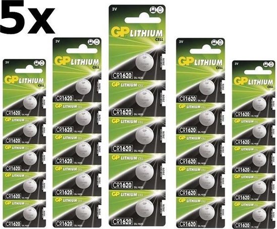 25 Stuks (5 Blister a 5st) GP CR1620 3v lithium knoopcelbatterij | bol