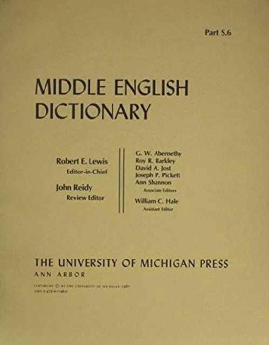 Middle English Dictionary- Middle English Dictionary | 9780472011964 ...