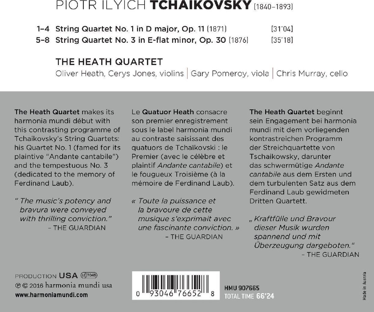 Tchaikovsky String Quartets, The Heath Quartet | CD (album) | Muziek | bol.com