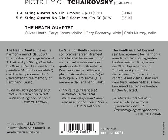 Tchaikovsky String Quartets, The Heath Quartet | CD (album) | Muziek | bol.com