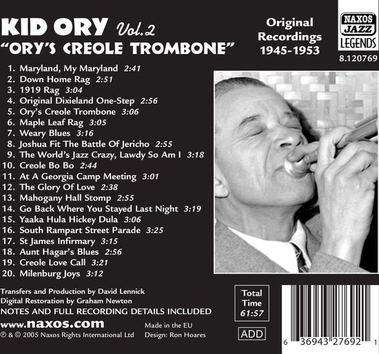 Kid Ory - Ory's Creole Trombone (CD), Kid Ory | Muziek | bol