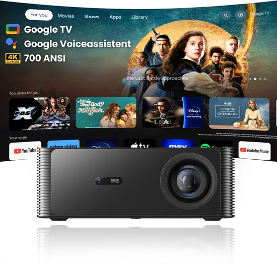 Chesto Google TV beamer – 700 ANSI lumens, Full HD & 4K support, Wifi ...