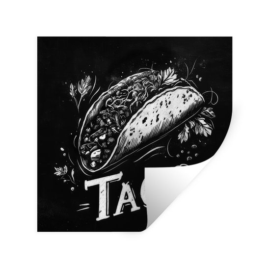 Muurstickers - Sticker Folie - Taco - Kruiden - Witte krijtstijl ...