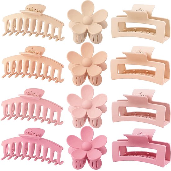 Unyqoos® Set van 12 kleurrijke haarklemmen voor diverse kapsels en ...