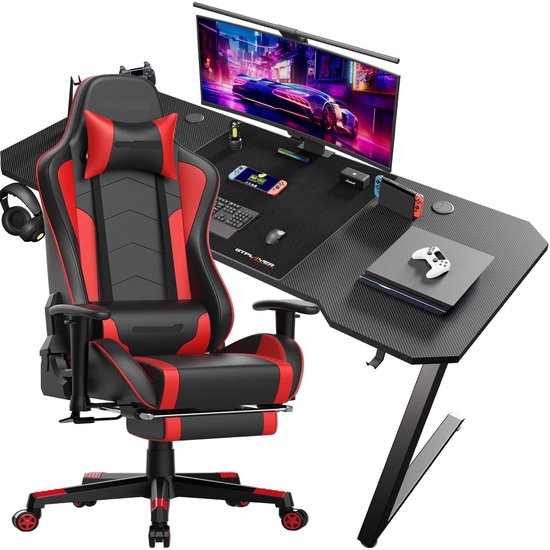 Gaming Bureau en Stoel Set – Computer Bureau – Werkplek Meubel – Gamer ...