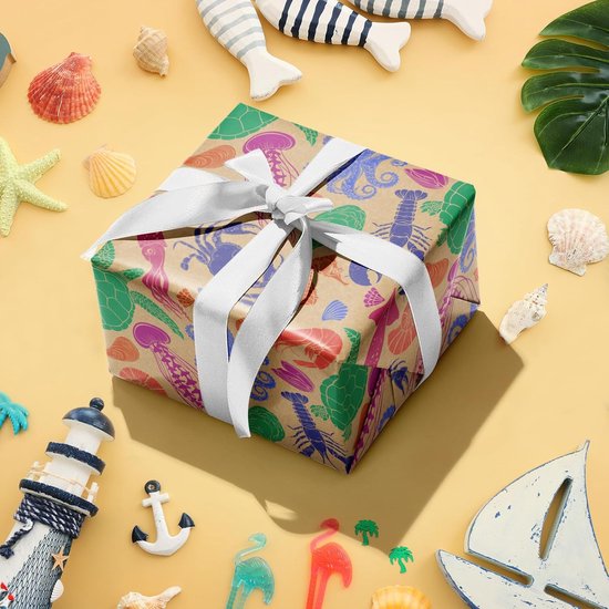 Kraft Wrapping Paper Roll - Mini Roll - Ocean Theme Design - Perfect ...