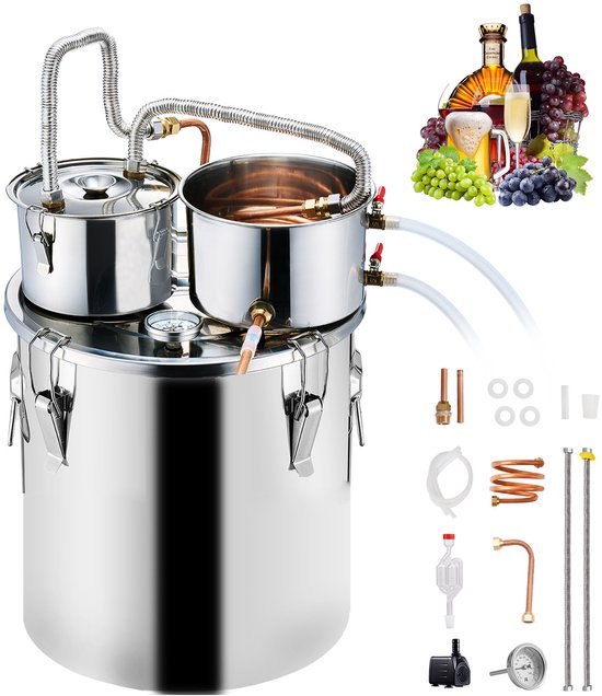 Système de distillation d'alcool VEVOR 30l Distillateur Pompe à eau ...