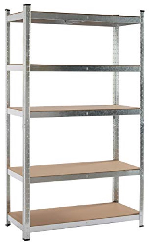 Metalen rek van verzinkt staal met 5 MDF-planken - 180 x 120 x 40 cm | bol