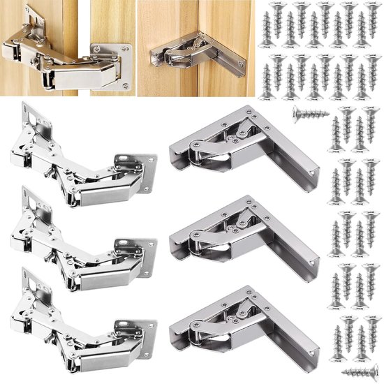 6 x Cabinet Hinges, Soft Close Hinges for Cabinet Doors 175° and 90 ...