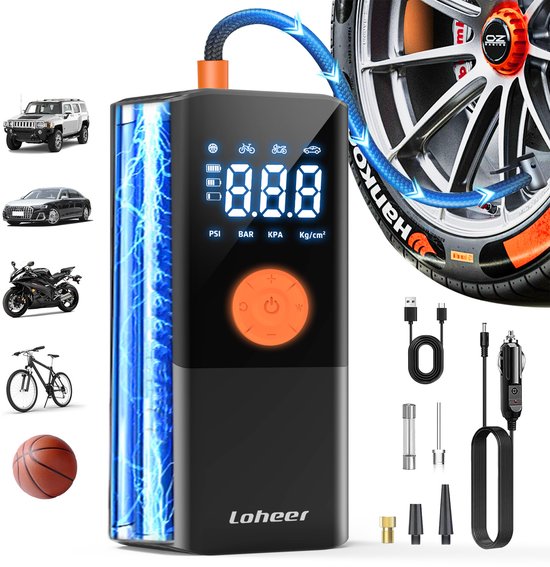 Draagbare Compressor met 6 opzetstukken - Ook voor autobanden - 6000 ...