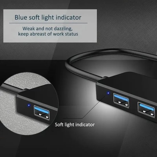 Pixel Loop – USB 3.0 Hub met 4 Poorten (3+1) – Snelle Data Transfer tot ...