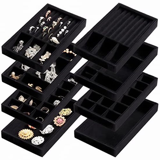 Sieraden Organizer Tray met 4 Stijlen - 8 Pack Fluwelen Sieraden ...