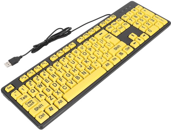 Computer Keyboard with Large Print, Full Size 104 Keys USB Wired ...