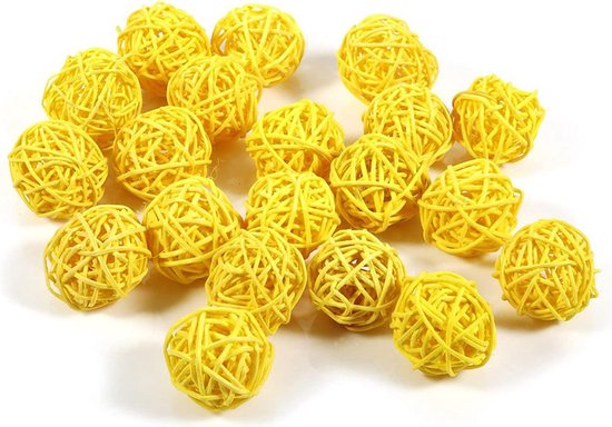 Premium - Set van 20 decoratieve rieten rotan ballen voor huis ornament ...