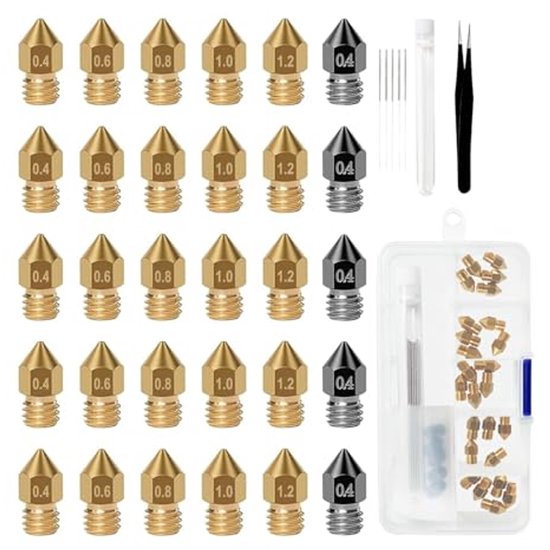 30pcs 3D Printer Nozzles MK8.5 x 0.4 mm Hardened Steel Nozzles + 5 x (0 ...
