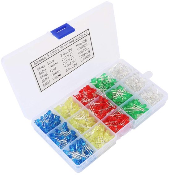 500Pcs 5mm LED Diodes, 2Pin LED Light Emitting Diodes, Round Color ...