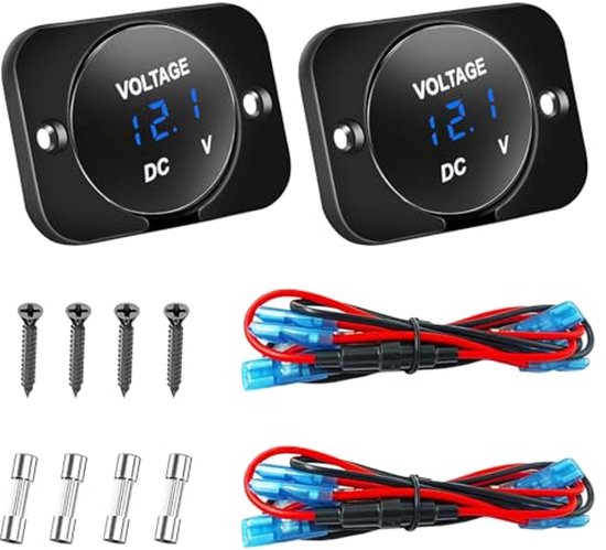 2pcs DC Digital Voltmeter with Mounting Plate, Battery Monitor with ...